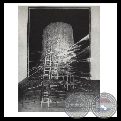 Portal Guaraní - PAISAJE / LANDSCHAFT - Grabado de JENARO PINDÚ